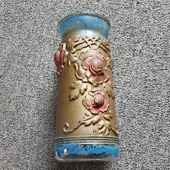 Goofus Glasss | Accents | Goofy Glass Elegant Blue And Gold Floral ...